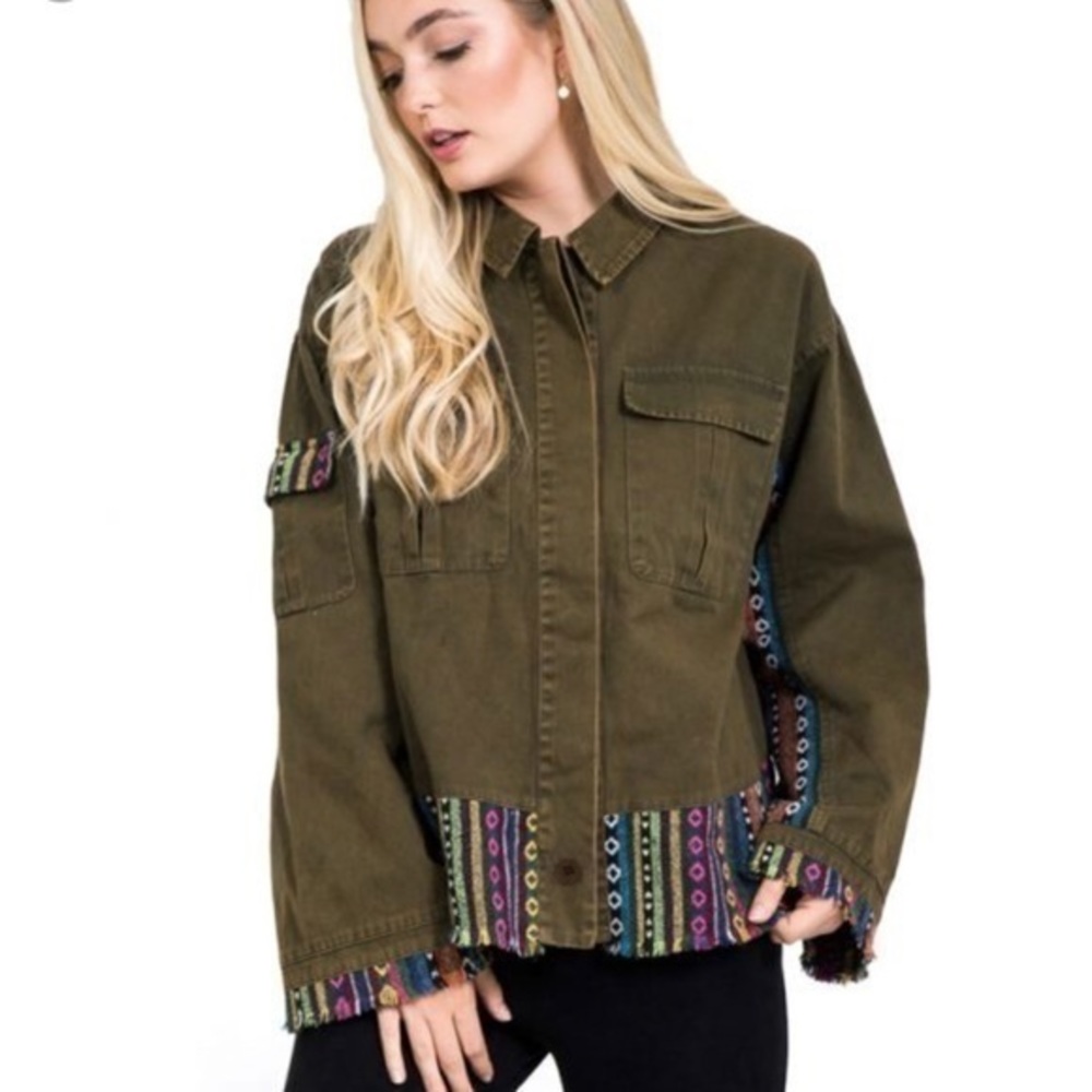 Loveriche Oversize Crop Army Jacket - Gem